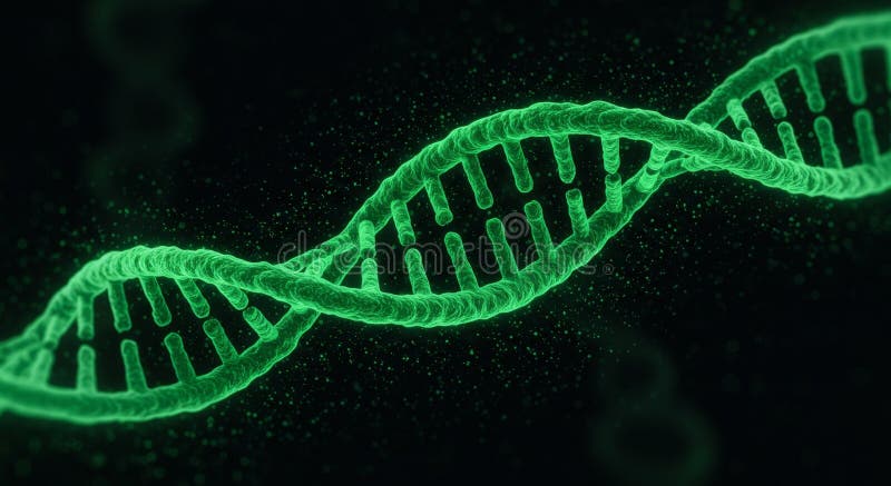 Glowing Green DNA Helix Particle Abstract Background Stock Illustration - Illustration of ...
