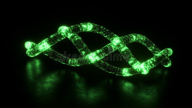 Glowing Green Double Helix Abstract Art Stock Illustration ...