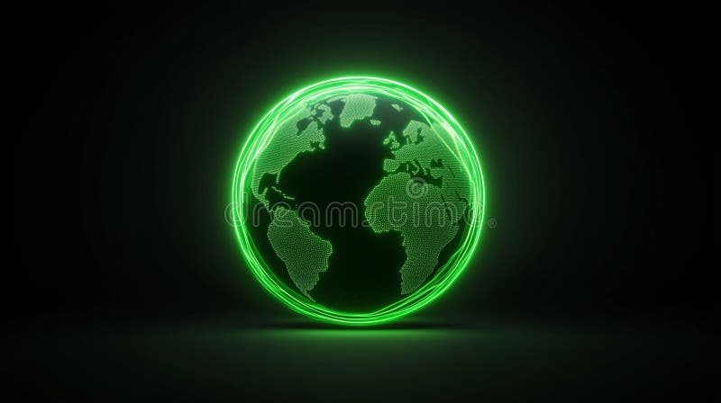 Glowing Green Earth Hour Logo Representing Global Commitment To ...