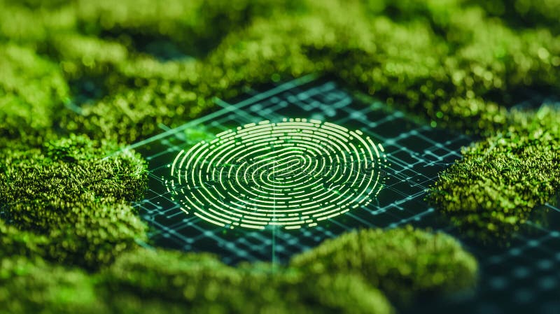 A Glowing Green Fingerprint Placed Against the Background of an ...