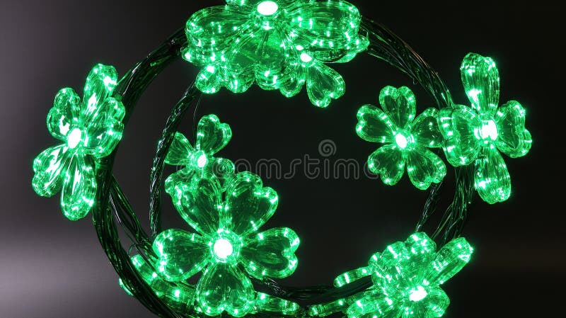 Glowing Green Floral Lights, Dark Studio, Circular Design, Festive ...