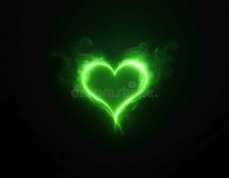 Glowing Green Heart Formed from Energy Mist Stock Image - Image of ...