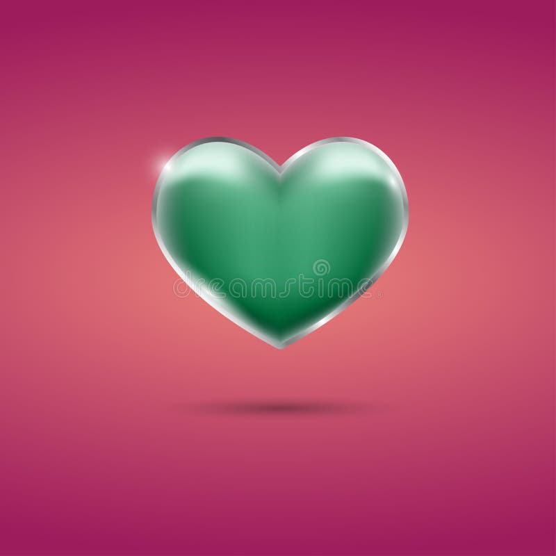 Glowing Green Heart on Pink Background Stock Vector - Illustration of ...
