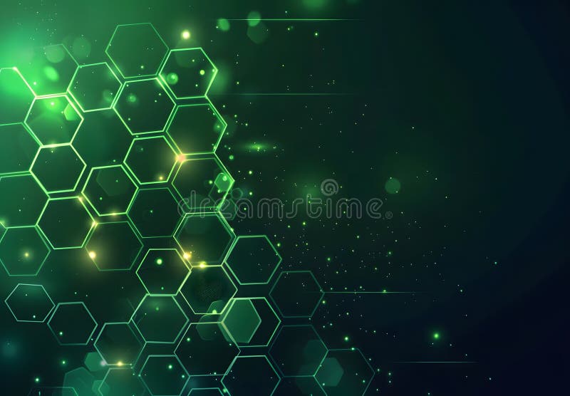 Glowing Green Hexagon Network Abstract Background Stock Illustration ...