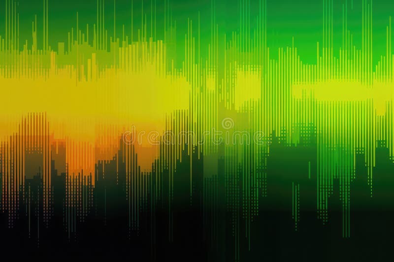 Glowing Green Interference Lines and Pixels on Black, Created Using ...