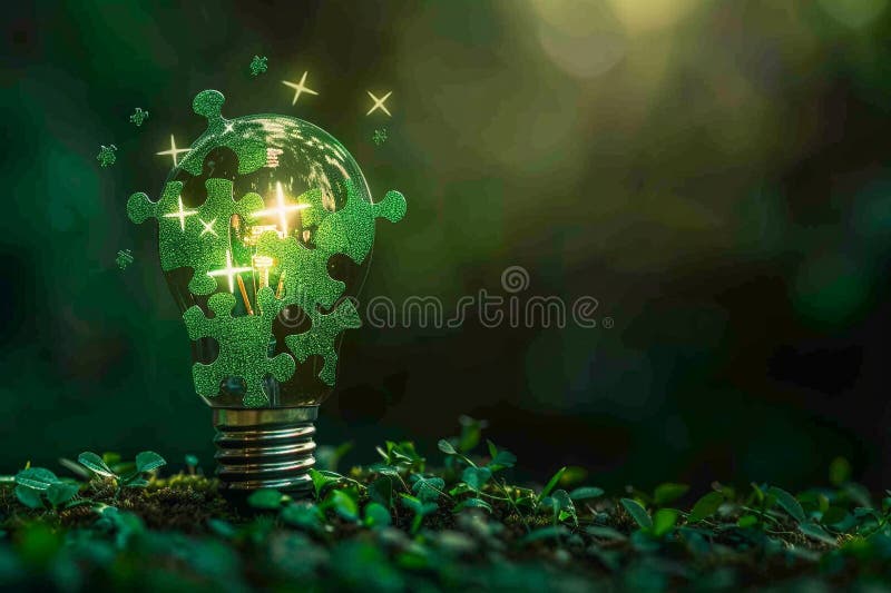 Green Lightbulb Idea Concept Stock Illustration - Illustration of ...