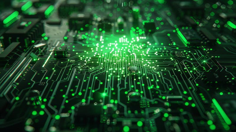 A Glowing Green Light Emanates from the Circuit Board Hinting at the ...