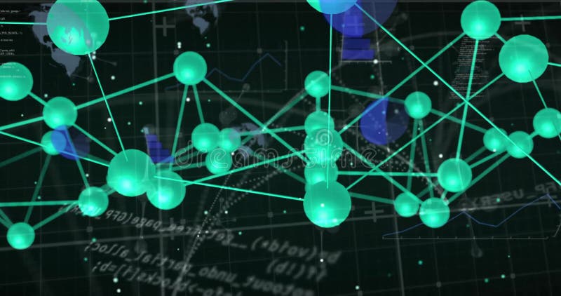 Glowing Green Molecular Structure Animation Over Mathematical Equations ...