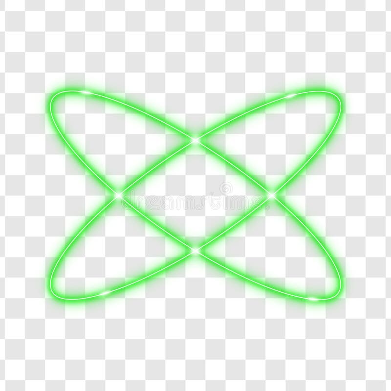 Glowing Green Neon Circular Star Shape with Intersecting Elliptical ...