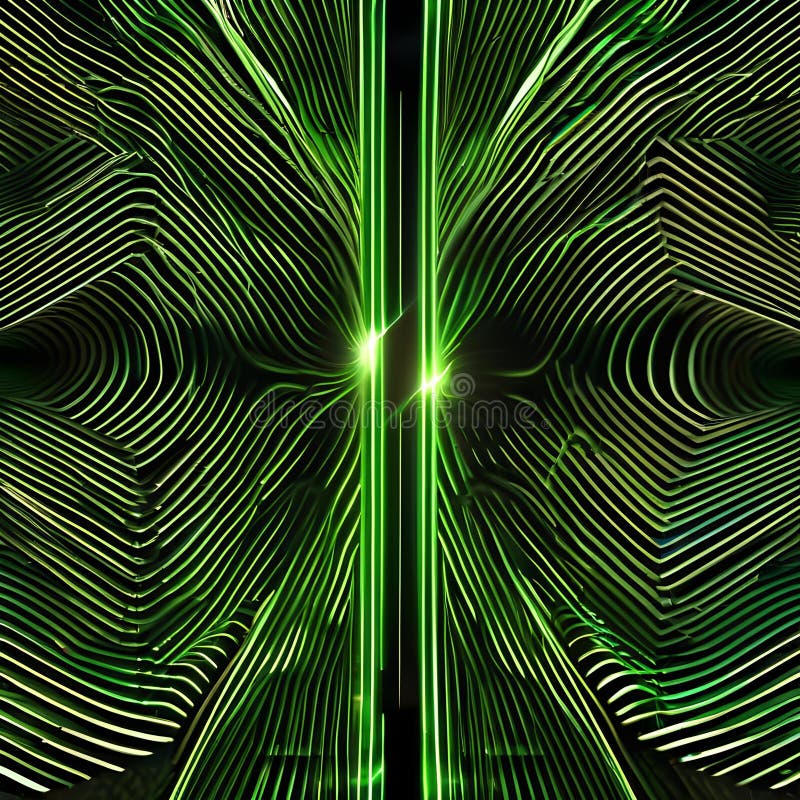 Glowing Green Neon Lines Forming a Mesmerizing Abstract Pattern in a 3D ...