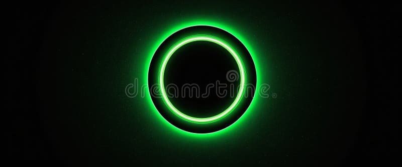 Glowing Green Neon Ring on Black Background with Subtle Star Patterns ...