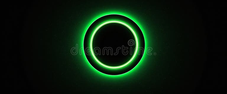 Glowing Green Neon Ring on Black Background with Subtle Star Patterns ...
