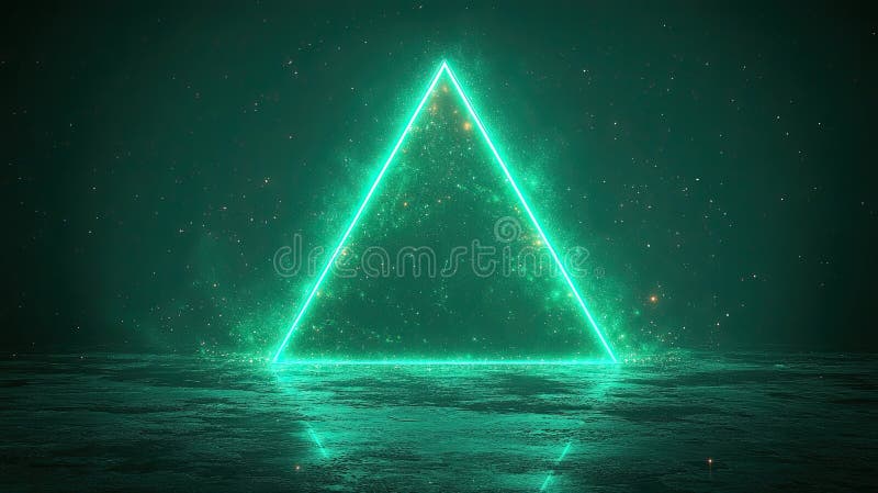 Neon Triangle Portal in a Starry Landscape Stock Photo - Image of ...