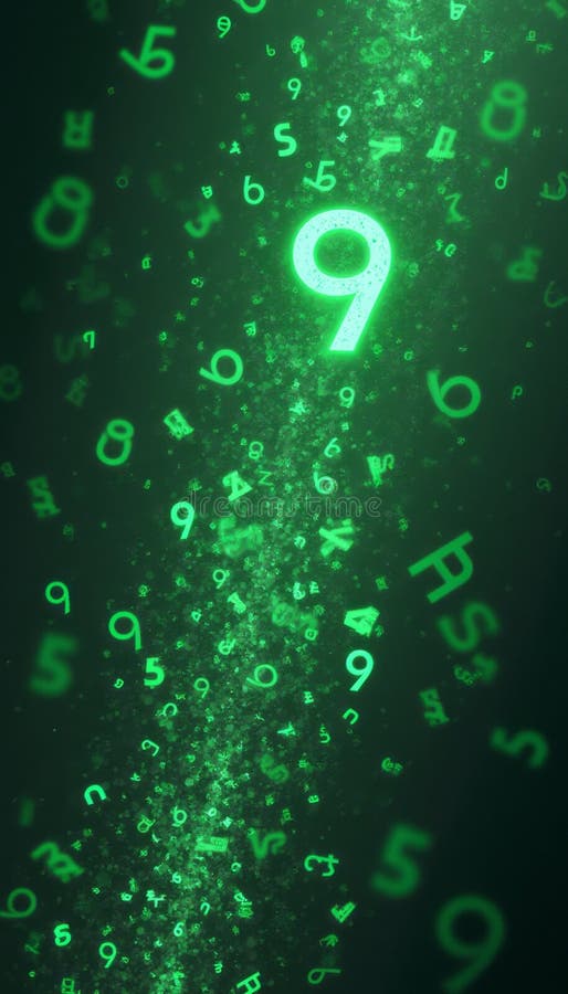 Glowing Green Numbers Cascading Dark Background Stock Photos - Free ...