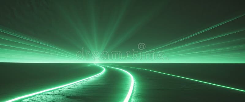 A Glowing Green Pathway Leads into a Mysterious Bright Light Stock ...