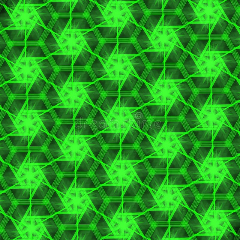 Glowing Green Pattern of Geometrical Design. Glowing Green 3d ...