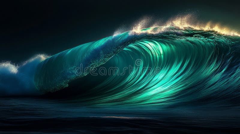 A Glowing Green Radiance Streams Effortlessly through a Dark and Empty ...