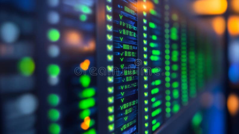 Glowing Green Server Data Center Rack Stock Illustration - Illustration ...