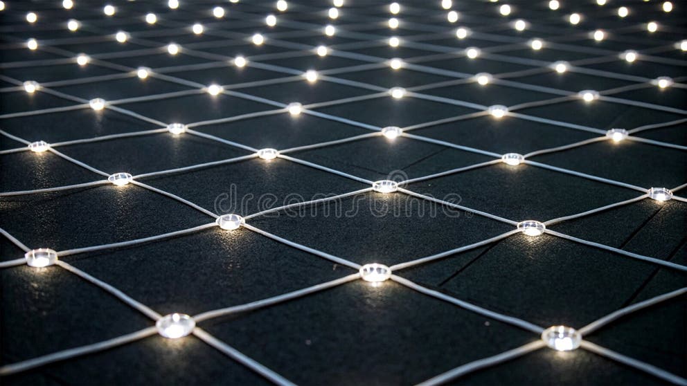 A Glowing Grid of Interconnected Dots on Black Stock Illustration ...