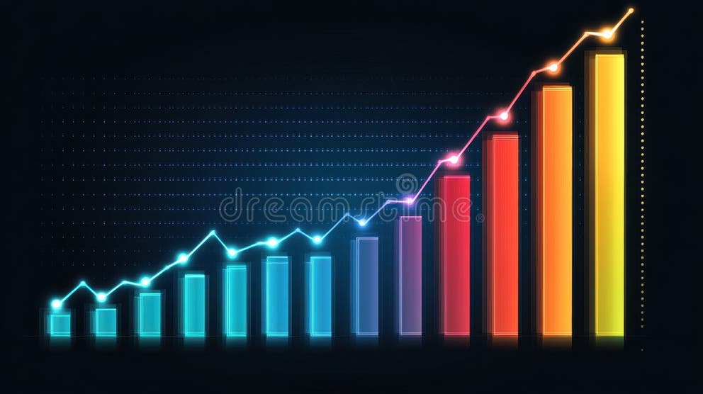 Glowing Growth Chart Ascending Bar Graph with Dynamic Trendline ...
