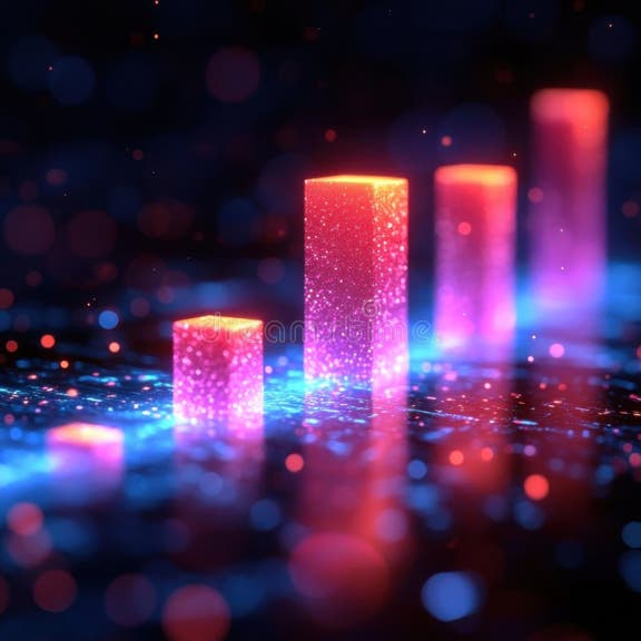 Glowing Growth Chart with Business Success, and Data Stock Illustration ...