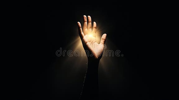 Glowing Hand on Black Background. Stock Photo - Image of hope ...