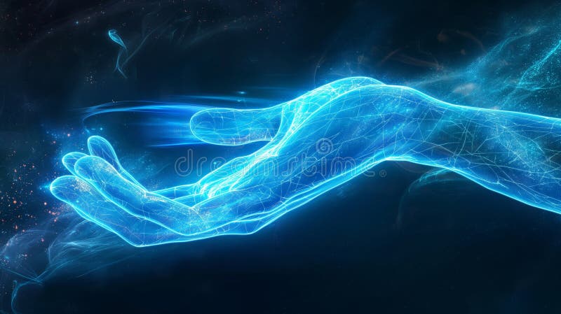Glowing Hand in Digital Space Stock Photo - Image of artistic, fantasy ...
