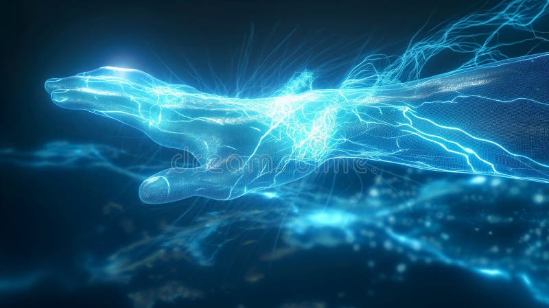 Glowing Hand with Electric Blue Energy Stock Image - Image of ...