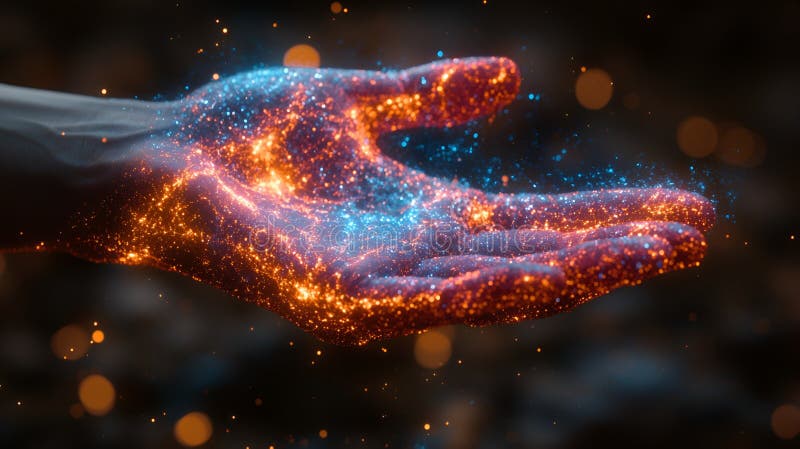 Glowing Hand, Energy, Dark Background, Magic Concept, Website Banner ...