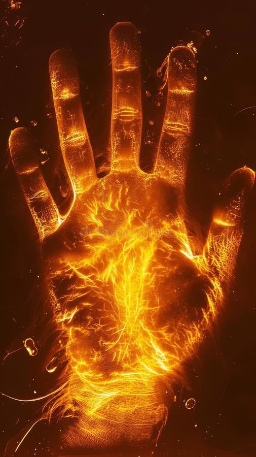 Glowing Hand with Fiery Energy Stock Photo - Image of glow, spark ...