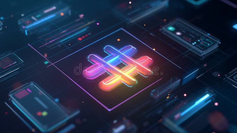 Glowing Hashtag Symbol Digital Technology Background Abstract Future ...