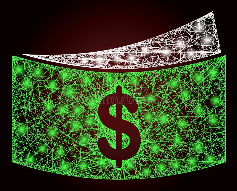 Glowing Hatched Mesh Dollar Bills with Glare Spots Stock Vector ...