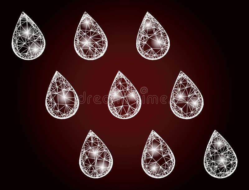 Glowing Hatched Mesh Rain Drops with Light Spots Stock Vector ...
