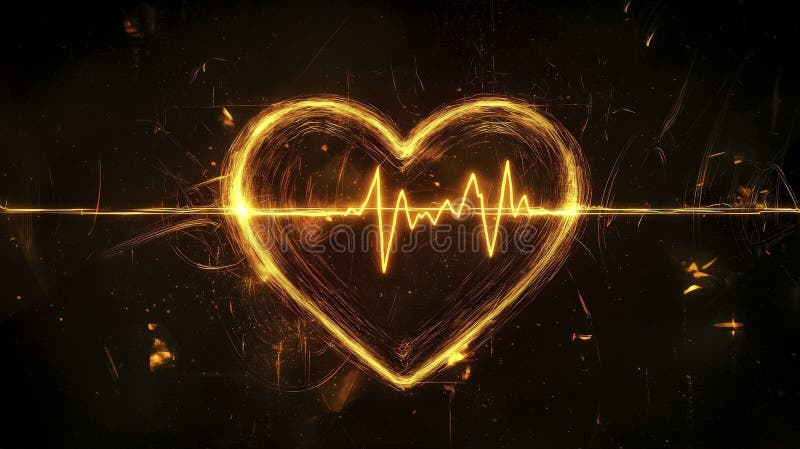 Glowing Heart Art with Lifeline Pattern Stock Illustration ...