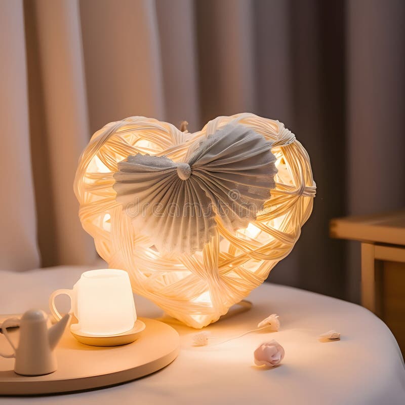 Glowing Heart As a Bedside Table Lamp. Heart As a Symbol of Affection ...