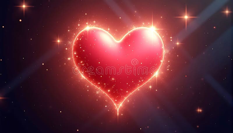 A Glowing Heart Clipart Surrounded by Tiny Stars and Sparkles, with a ...