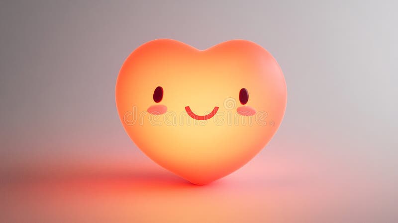 Glowing Heart 3d Render Cute Character Design Stock Illustration ...