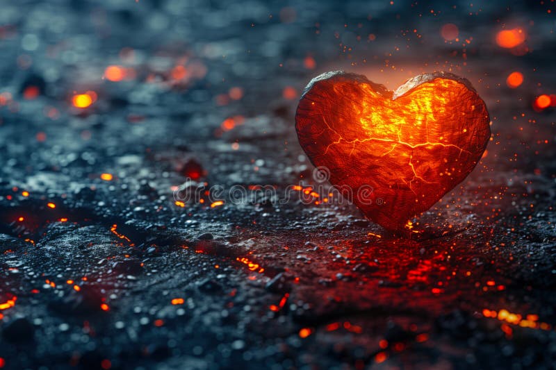 Glowing Heart on Fire. a Symbol of Burning Passion and Love. Stock ...