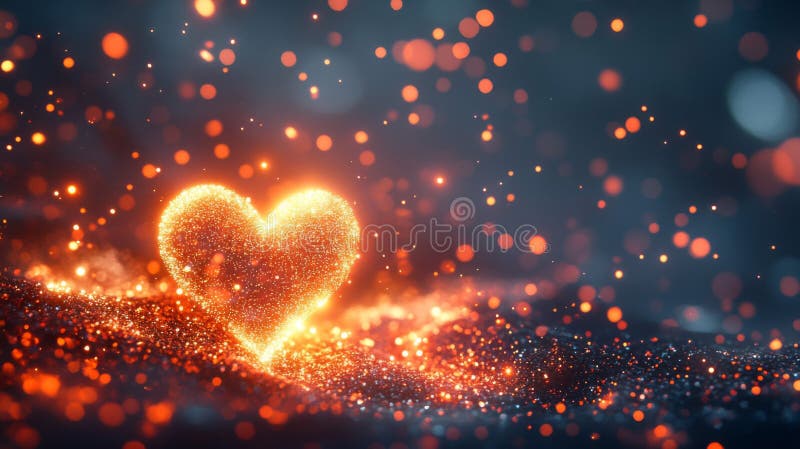 Glowing Heart Formed from Sparkling Dust Particles Stock Illustration ...