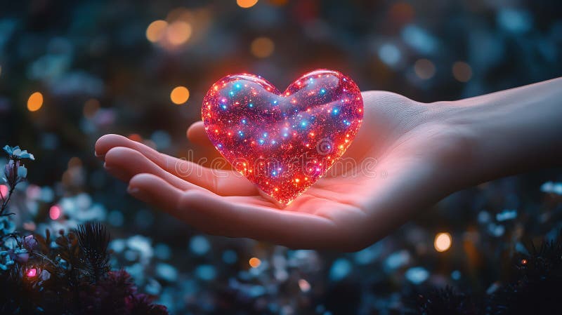 A Glowing Heart Held in a Hand Symbolizes Love and Connection in a ...