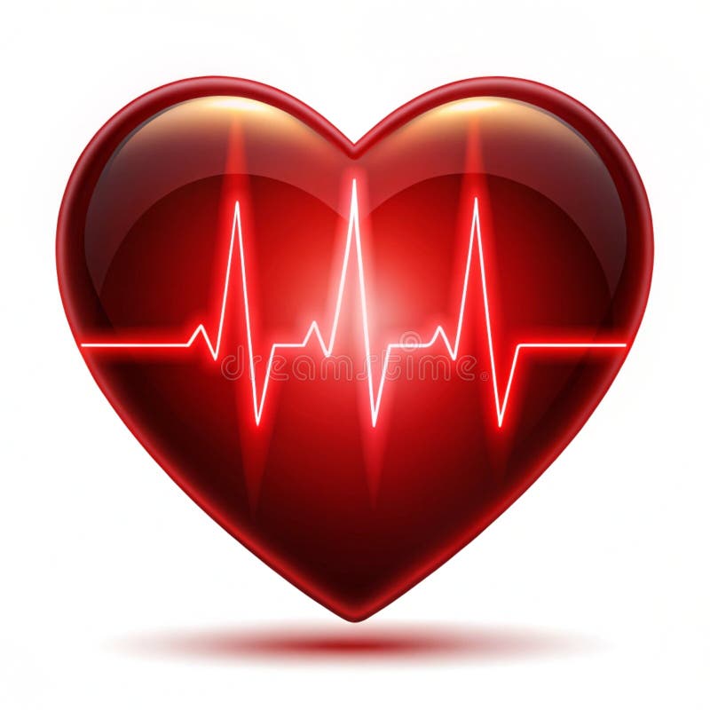 Glowing Heart Icon with Floating Pulse Effect Stock Illustration ...