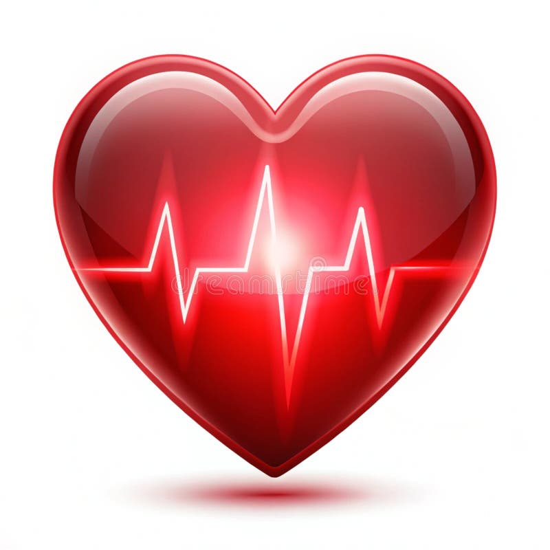 Glowing Heart Icon with Floating Pulse Effect Stock Illustration ...