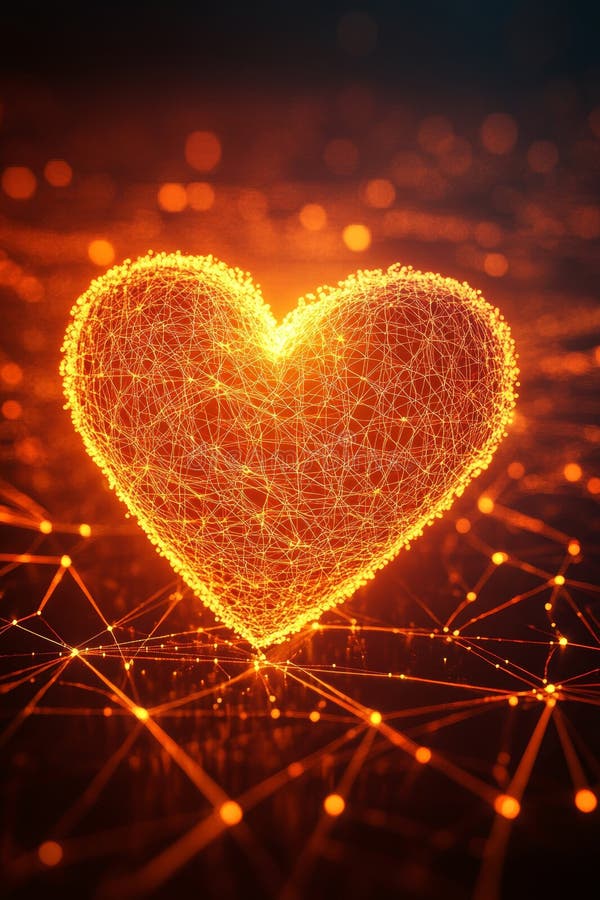 Glowing Heart of Interconnected Lines and Particles Symbol of Love, Technology, and Connection ...