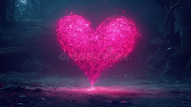 Glowing Heart Magic Forest Night Fantasy Design Stock Photo - Image of ...