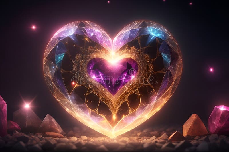 A Glowing Heart Shape Abstract Background, Horizontal Composition Stock ...