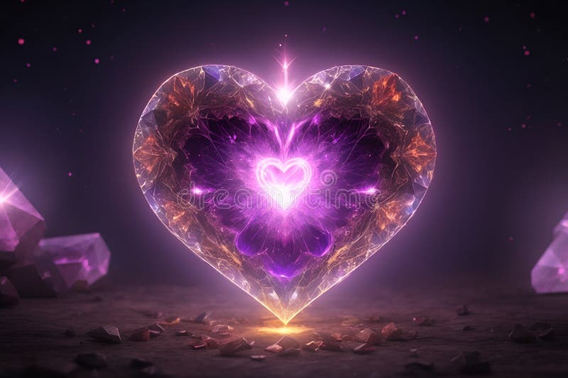 A Glowing Heart Shape Abstract Background, Horizontal Composition Stock ...