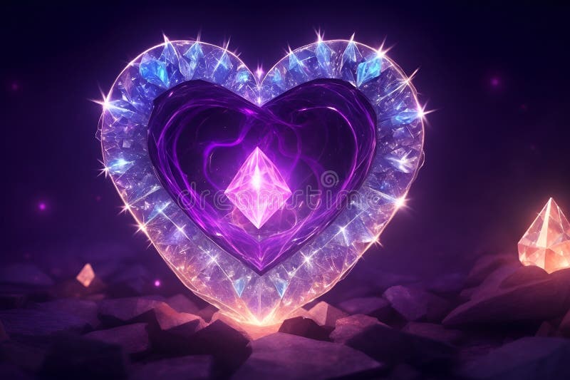 A Glowing Heart Shape Abstract Background, Horizontal Composition Stock ...