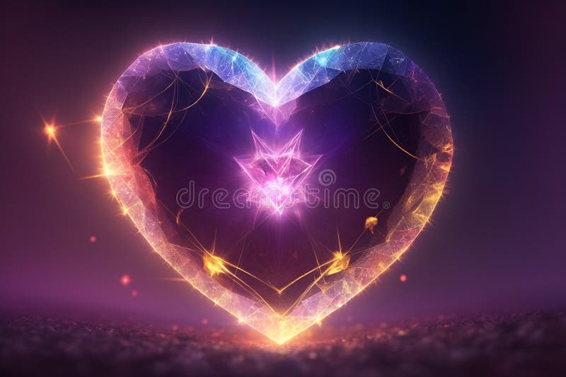 A Glowing Heart Shape Abstract Background, Horizontal Composition Stock ...