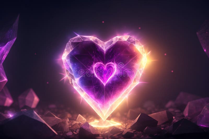 A Glowing Heart Shape Abstract Background, Horizontal Composition Stock ...