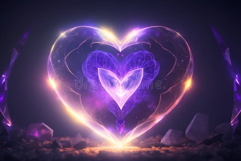 A Glowing Heart Shape Abstract Background, Horizontal Composition Stock ...